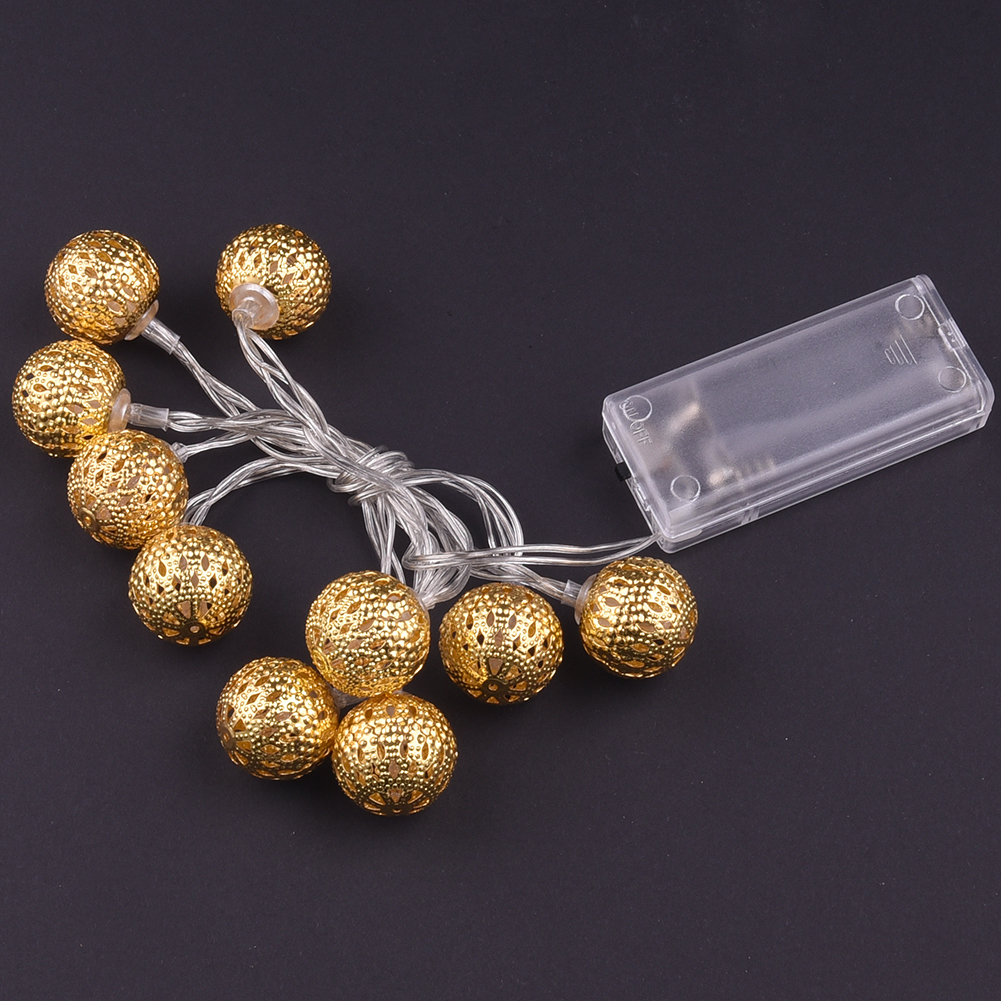 20 Golden Moroccan Orb LED String Lights - Ex And Next