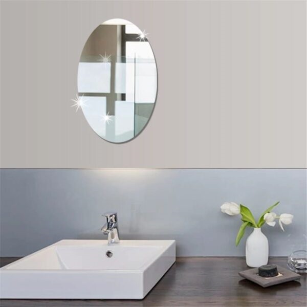 Acrylic Oval Sliver Mirror Wall Sticker. - Ex And Next