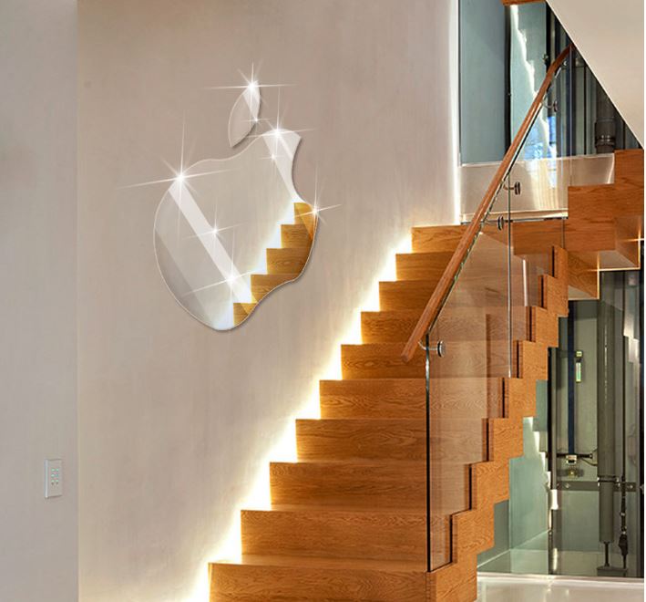 DIY Apple Shaped Wall Mirror Easily Stickable - Ex And Next