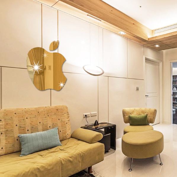 DIY Apple Shaped Wall Mirror Easily Stickable - Ex And Next