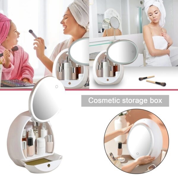 Portable Jewelry Box With LED Mirror Oval Shape - Ex And Next