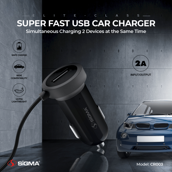 Sigma - Elite Class Super Fast Micro Car Charger - CR-003 (Random Color ...