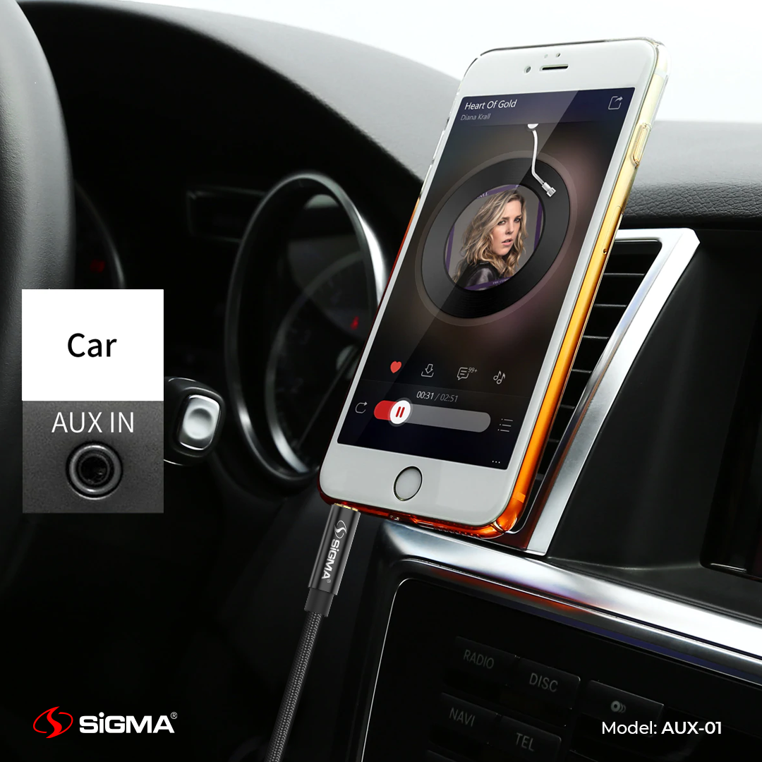 Sigma - Gold Plated AUX Stereo Audio Cable – AUX-01 - Ex And Next