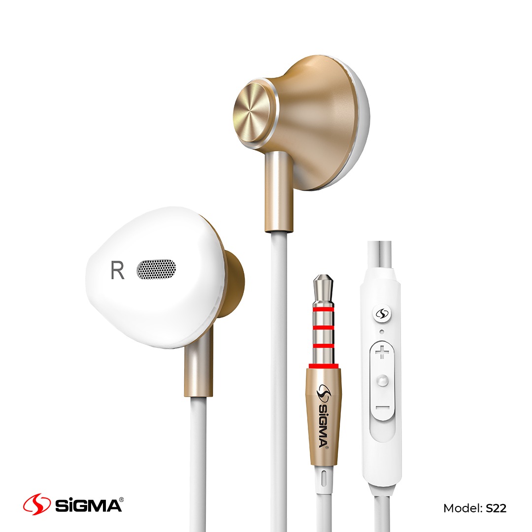 Sigma - Premium Metal Casing In-ear Shine Earphones With Mic – S22 ...