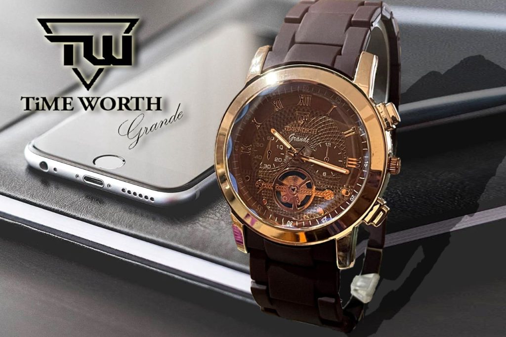 Time Worth Grande Stylish Steel Analog Watch For Men (Brown) - Ex And Next